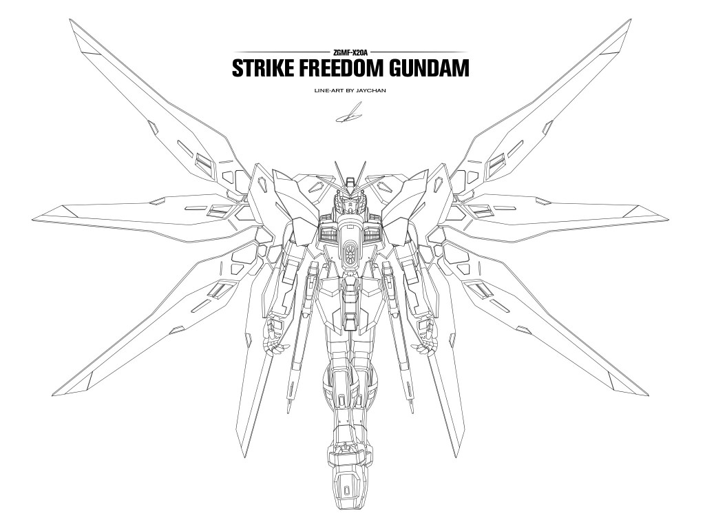 Strike freedom gundam line-art vector | The Blog of Jaychan